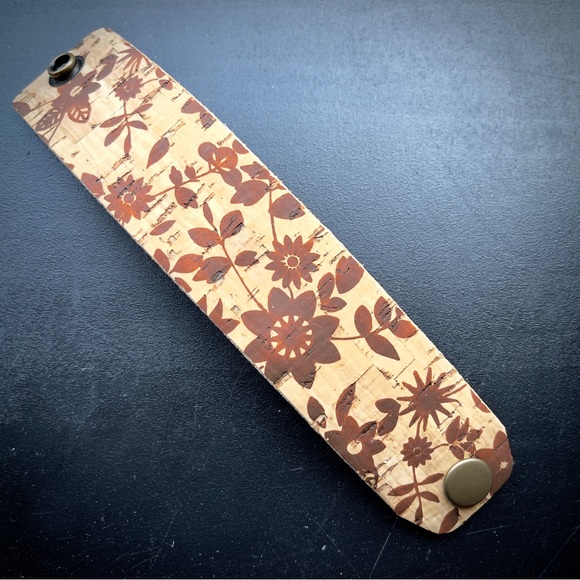 Jewelry | Handmade Upcycled Belt Rustic Leather And Cork Cuff Bracelet ...